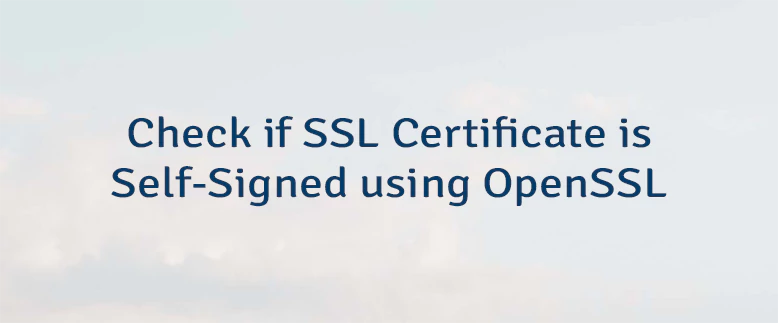 Check If Ssl Certificate Is Self Signed Using Openssl Lindevs