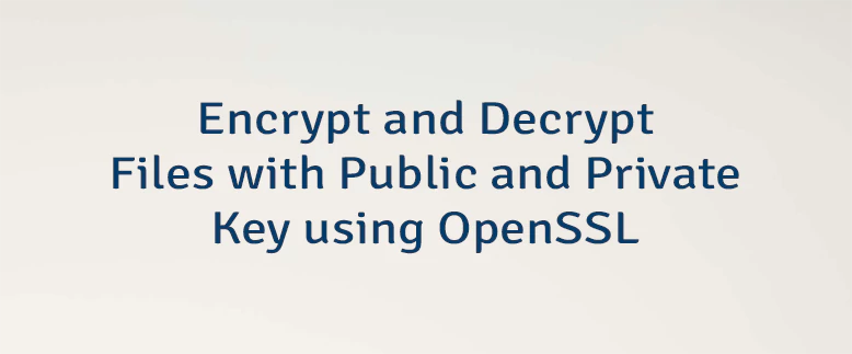 Encrypt And Decrypt Files With Public And Private Key Using Openssl 6122