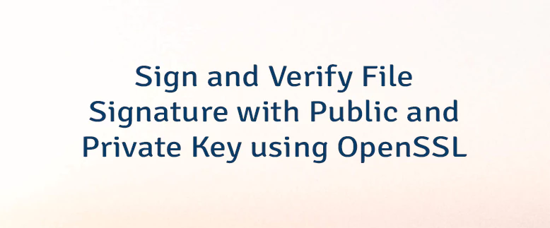 Sign And Verify File Signature With Public And Private Key Using