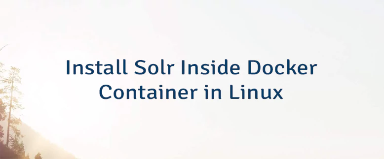 Install Solr Inside Docker Container In Linux Lindevs