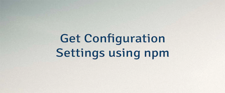 Get Configuration Settings Using Npm Lindevs 7048